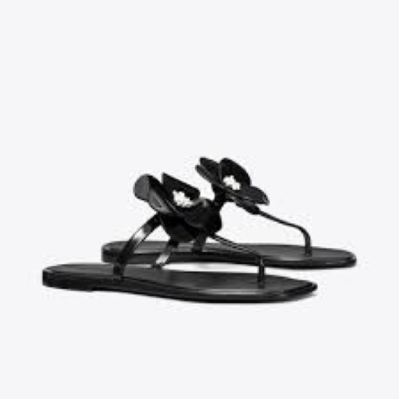 Tory Burch | Shoes | Tory Burch Black Flower Jelly Sandals Original ...